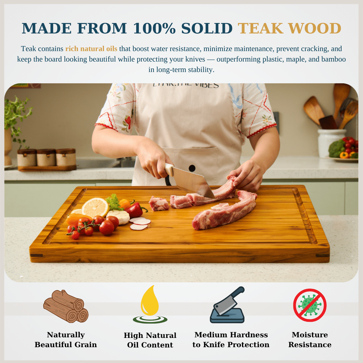BearChop Extra Large End Grain Teak Cutting Board 24 x 18 x 1.5 inch